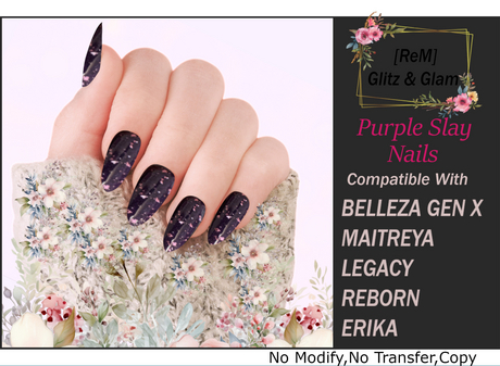 Second Life Marketplace - [ReM] Purple Slay Nails (Blue Moon Mondays )